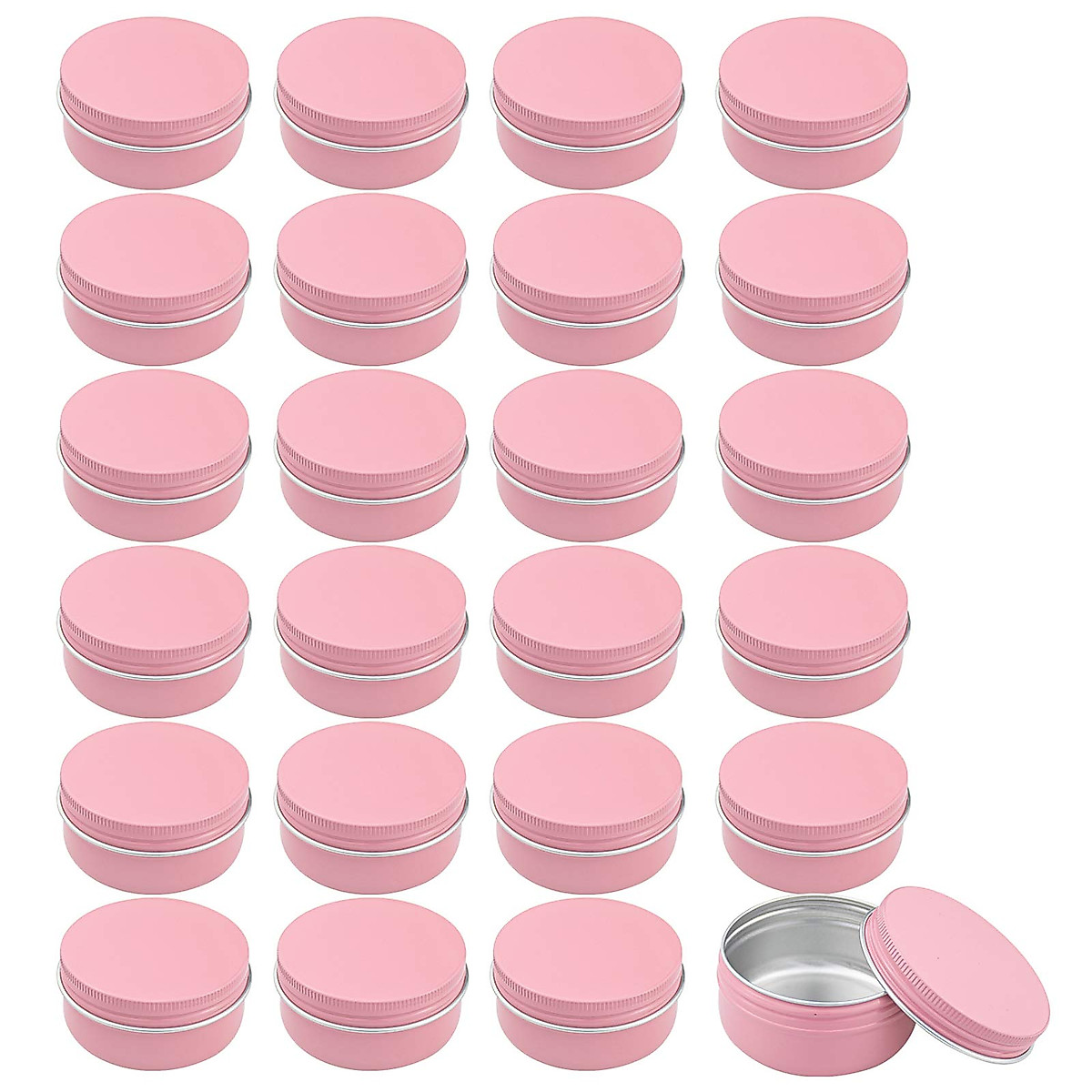 Foraineam 60 Pack 50ml Round Tins Pink Tin Cans Containers with Screw Top Lids