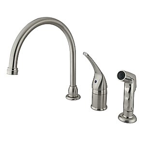 Kingston Brass KB828 Kitchen Faucet with Sprayer, 9", Brushed Nickel