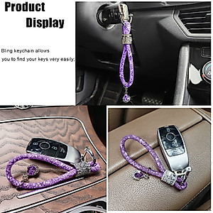 Crystal Car Keychain for Women, Fashion Keychain Accessories With Bling Rhinestones, Universal for Car Key (purple)