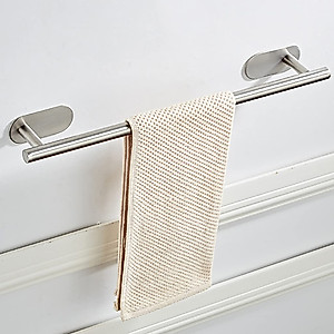 Wall Hanging Towel Bar Stainless Steel Hand Towel Rod Kitchen Dish Cloths Hanger No Drill Bathroom Accessories Towel Shelf For Bathroom Wall Mounted No Drill Rack Storage Toilet Silver Freestanding