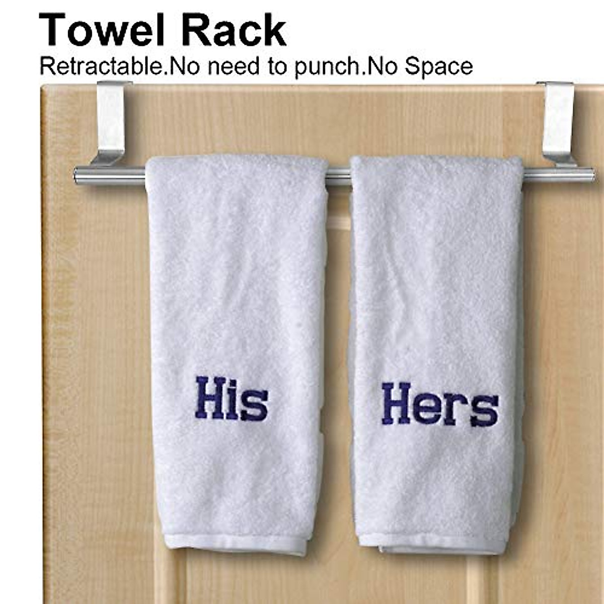 Stainless Steel Retractable Over Door Towel Rail Over Door Towel Rack Bath Towel Rack Bar Bedroom Towel Shelf (34cm Retractable Horizontal bar)