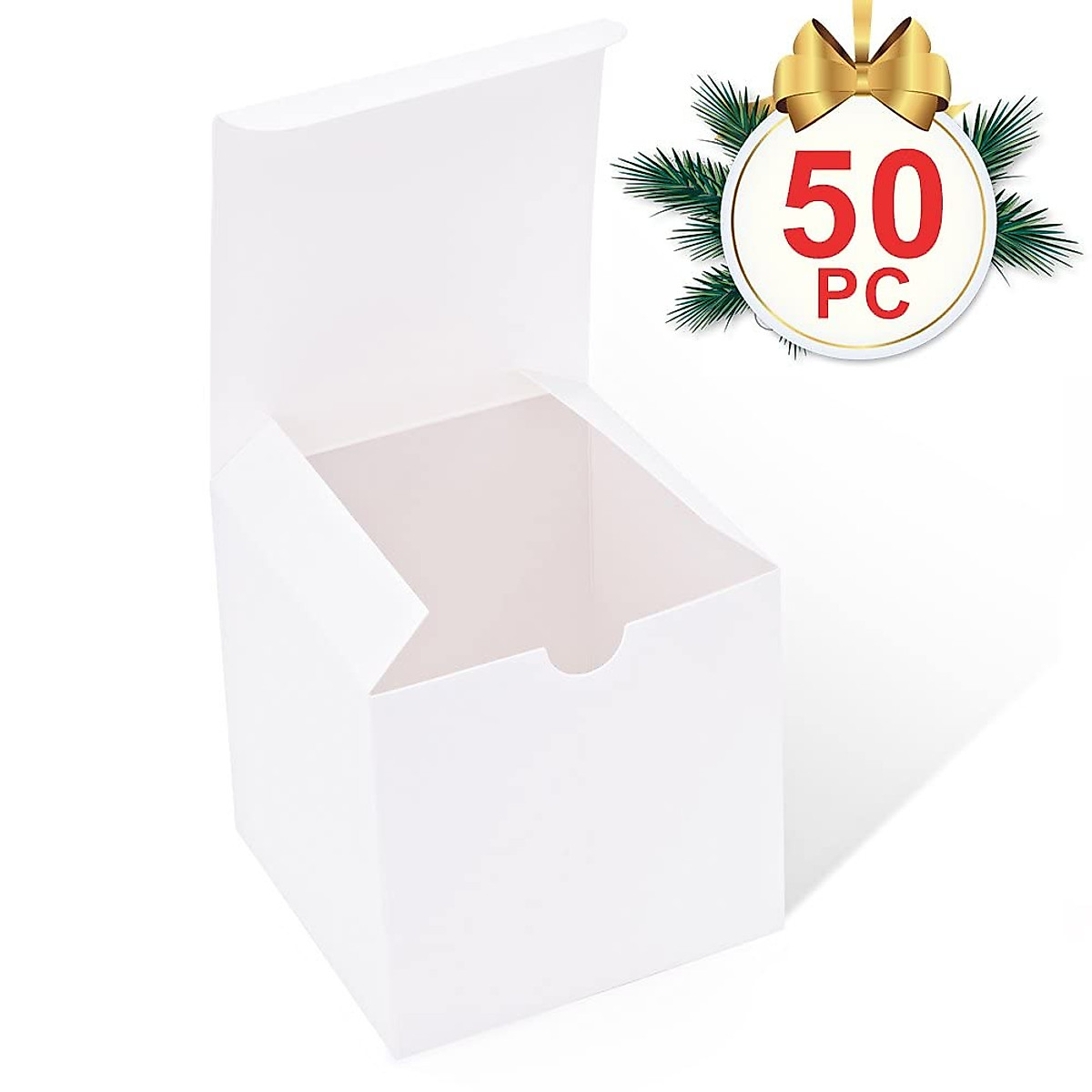 MESHA 4x4x4'' White Gift Boxes 50 PC Small Gift Boxes Bulk with Lids, Kraft Paper Gift Boxes for Presents, White Bridesmaid Proposal Box, Favor Boxes, Small Boxes for Packaging