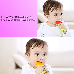 Teething Mittens for Baby (2 Pack) with Baby Teething Toys (3 Pack), Self Soothing Pain Relief Mitt, Silicone Baby Teethers, BPA-Free, Natural Organic Freezer Safe for Infants and Toddlers