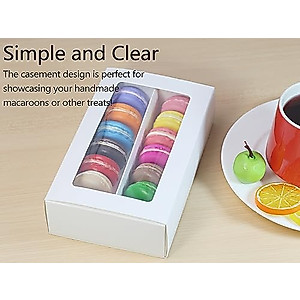 PQZKLDP 12Packs White Macaron Gift Boxes for 12 to 15 Macarons with Clear Window Cookie Packaging Box for Chocolate, Truffles Cake,Desserts,Mini Cupcakes, MuffinsHome X161