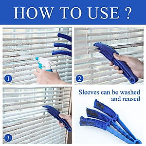 HIWARE Window Blind Cleaner Duster Brush with 5 Microfiber Sleeves - Blind Cleaner Tools for Window Shutters Blind Air Conditioner Jalousie Dust