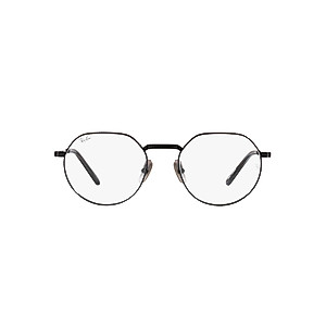 Ray-Ban RX8265V Jack Titanium Round Prescription Eyewear Frames, Black/Demo Lens, 53 mm