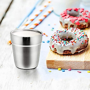 E-far Metal Cups for Kids Baby, 6 Ounce Stainless Steel Insulated Cups for Toddler Children, Training & Transition, Double Wall & Shatterproof, Mirror Polished & Dishwasher Safe - 2 Pack