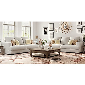 VanAcc Sofa, 3 Seater Comfy Couch Sofa- Extra Deep Seated Oversized Sofa, 97" Contemporary Couches for Living Room, Bedroom and Office (Beige,Chenille)