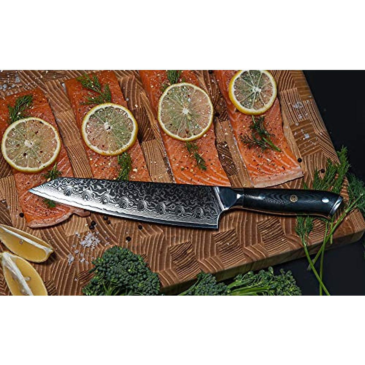 Oxford CHEF Kiritsuke Chef's Knife 8 Inch Damascus Japanese VG10 Super Steel 67 Layer High Carbon Stainless Steel