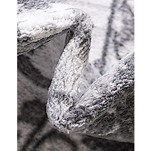 Unique Loom Boston Collection Area Rug - Floral (5' 3" x 8' Oval, white Gray/ Ivory)