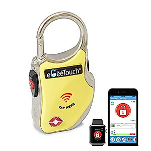 eGeeTouch Smart Travel Padlock with Patented Dual Access Technologies (NFC + BT), Vicinity Tracking, etc. (YELLOW)