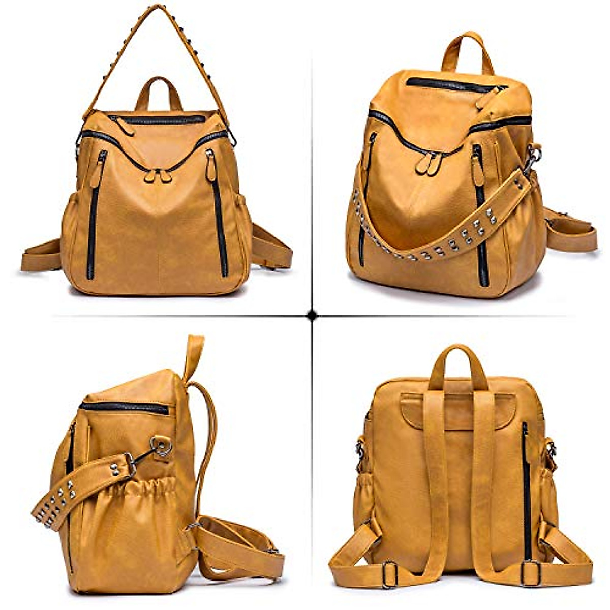 Roulens Women Backpack Purse Fashion Leather Large Ladies Shoulder Bags Travel Backpack Purse for Women