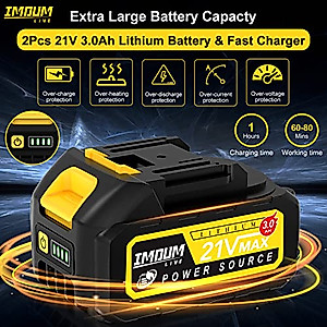 IMOUMLIVE Brushless Mini Chainsaw 8-Inch, Upgraded Handheld Electric Portable Chainsaw, Cordless Chainsaw Powered with 2Pcs 21V 3.0Ah Battery, Easy To Use Electric Chainsaw for Wood Cutting, Trimming