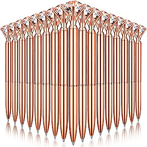 Yahenda 50 Pcs Diamond Pens Diamond Ballpoint Pen Black Ink Bling Pens Crystal Metal Bridal Shower Pens Bling Pen with Diamond on Top for Women Bridesmaid Wedding Office School (Rose Gold)
