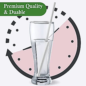 NEEBAKE Paper Drinking Straws - 200Pcs Biodegradable Drinking Stripe (White)