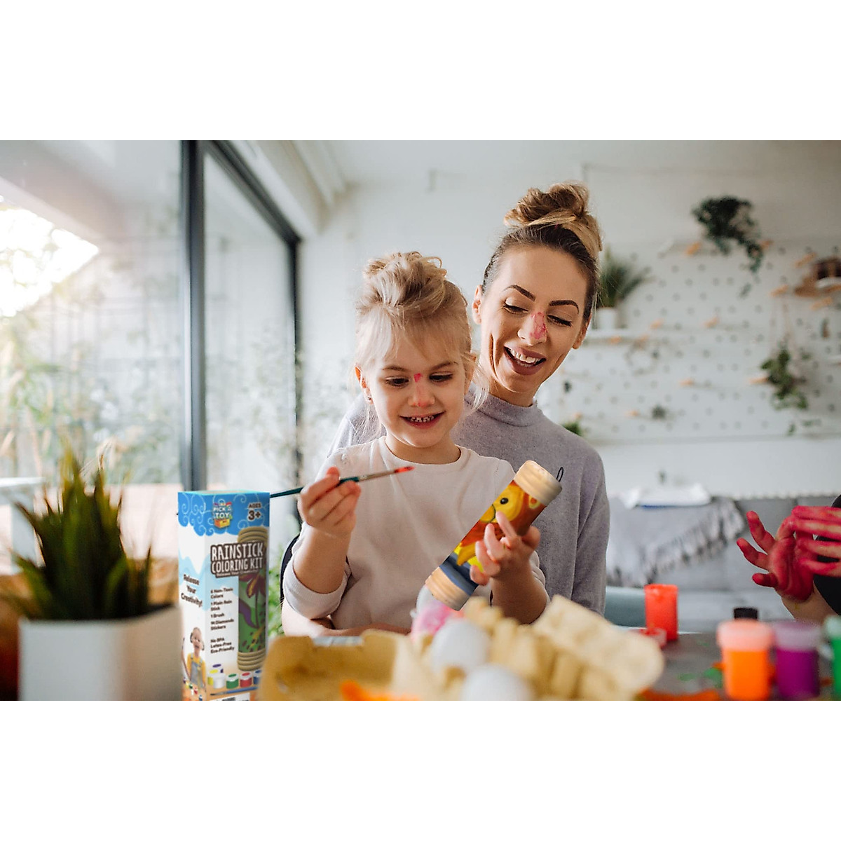 PICK A TOY DIY Rain Stick Musical Instrument with Paint, Paintbrush & Stickers, Fun Arts and Crafts Kit for Kids, Teens, and Adults, Natural Bamboo Wood, Crafting Gift Idea