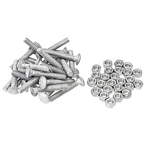 5/16 x 2" Long Carriage Bolts with Nuts, Galvanized Steel (Pack of 25)