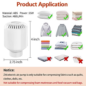 Electric Pump for Vacuum Storage Bags, 55W 5000PA Portable Travel Vacuum Pump for Storage Bags, Space Saver Vacuum Storage Bag Pump for Compression Clothing, Blanket, Luggage