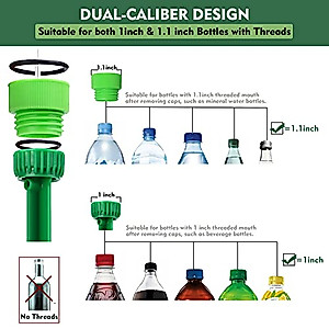 ForarTronics Plant Watering Spikes|4Pcs Drip Rate Controllable Self Watering Spikes with Dual Caliber Adapter and 500ml Mouth-Matched Bottle, Plant Nanny Water Dripper for Outdoor Indoor Plants,Green