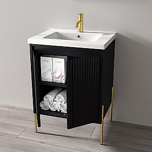 Dowell 30" Inch Charcoal Bathroom Vanity with Ceramic Sink Combo, Modern Bathroom Cabinet with Soft-Close Door, Freestanding Single Bathroom Vanity Set - 002 Series [Assembly Required]