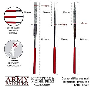 The Army Painter - Stainless Steel Precision Hobby Knife with Soft Grip and 5 Extra Razor-Sharp Scalpel Blades, and Miniature and Model 3-Piece Diamond File Set