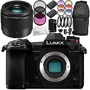 Lumix DC-G9 Mirrorless Digital Camera with G 25mm f/1.7 ASPH. Lens 10PC Accessory Bundle – Includes 2X Replacement Batteries + More - International Version (No Warranty)