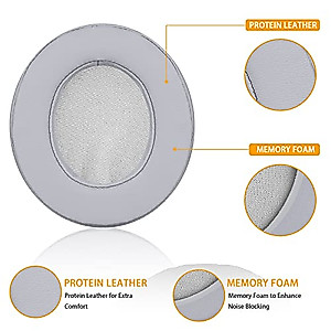 JARMOR Replacement Memory Foam & Protein Leather Ear Cushion Pads Cover for Razer Kraken X, Kraken X Ultralight, Kraken X Lite Over-Ear Headphones ONLY - Oval ( Grey )