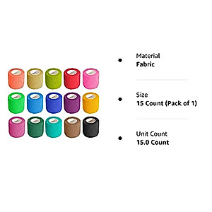 KISEER 15 Pack 2 Inch x 5 Yards Self Adhesive Bandage Breathable Cohesive Bandage Wrap Rolls Elastic Self-Adherent Tape for Stretch Athletic, Sports, Wrist, Ankle