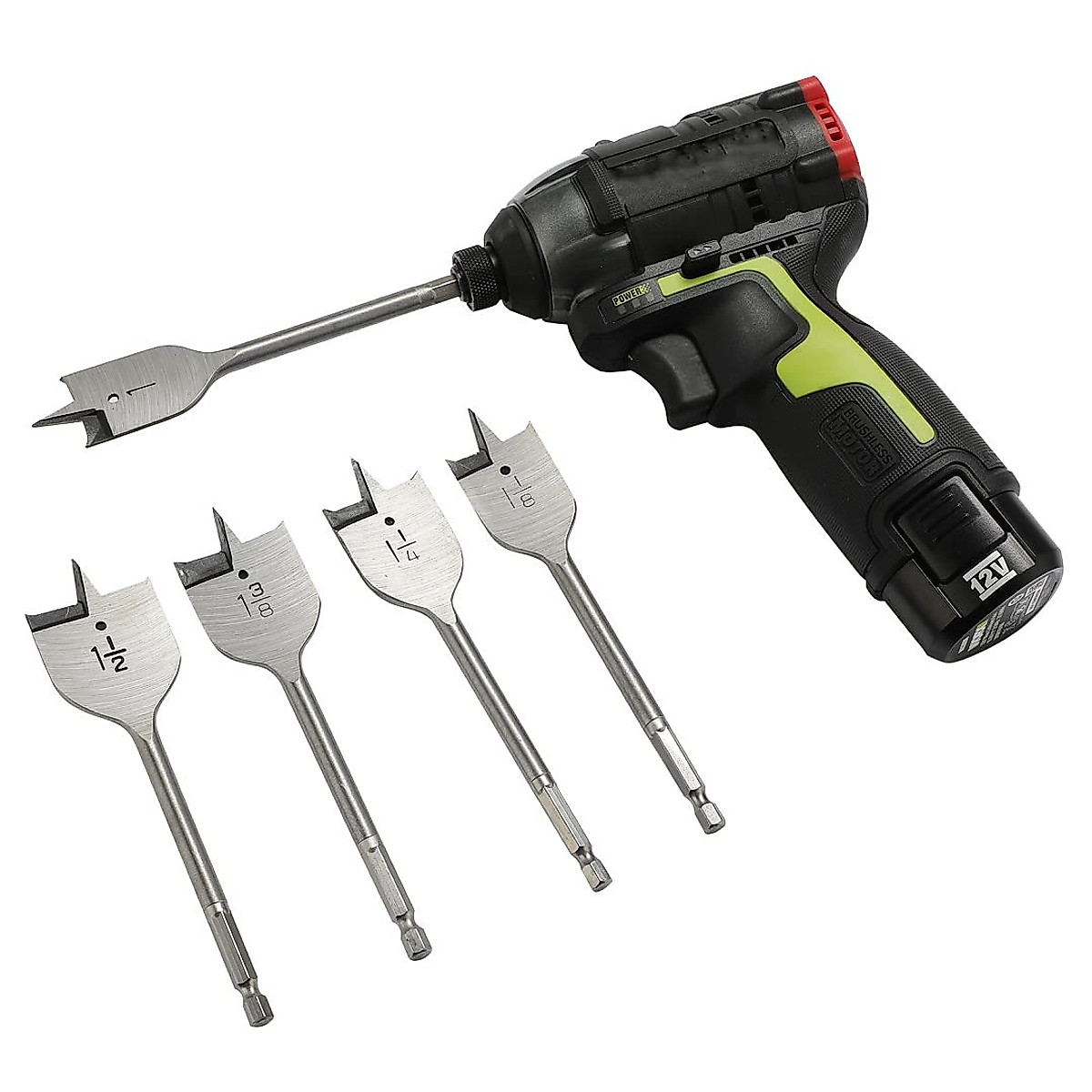 BlueNatHxRPR 5 PCS 1" to 1-1/2" Wood Spade Drill Bit Set Wood Paddle Flat Bits