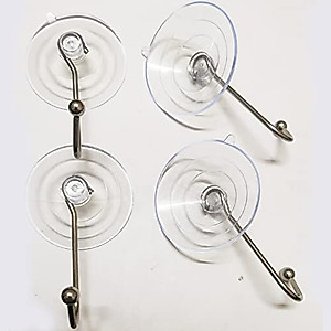 JZMYXA 2.36 Inches Clear PVC Suction Cup Hooks Rust-Proof Metal Hook Heavy Duty Suction Cup Holds Up to 7 lbs, for Smooth Glass Smooth Tile Smooth Metal(4 Pack)
