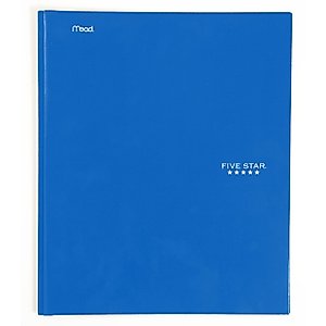 Five Star 2-Pocket Folders with Prong Fasteners, Folders with Pockets, Blue (72365)