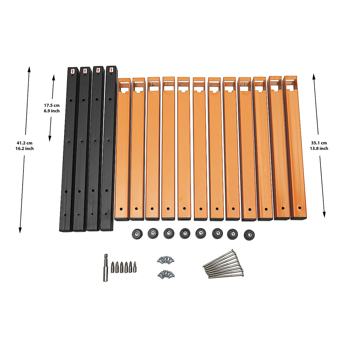KEO ST. Wood Organizer and Lumber Storage Metal Rack - 2 SETS - PLUS - Magnetic Screw Driver Bit Holder and 6 Philips Head Driver Bits. 300lbs/136kg Capacity Per Set- 600lbs Total.
