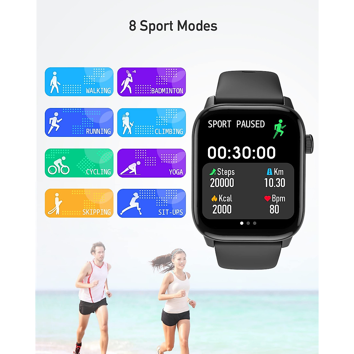 Lightweight Smart Watch for Men and Women - Fitness Tracker Smartwatch Compatible with Android/iOS, Sleep & Heart Rate Monitoring, Blood Oxygen, Weather, IP68 Waterproof, 8 Sport Mode, 1.69" Display