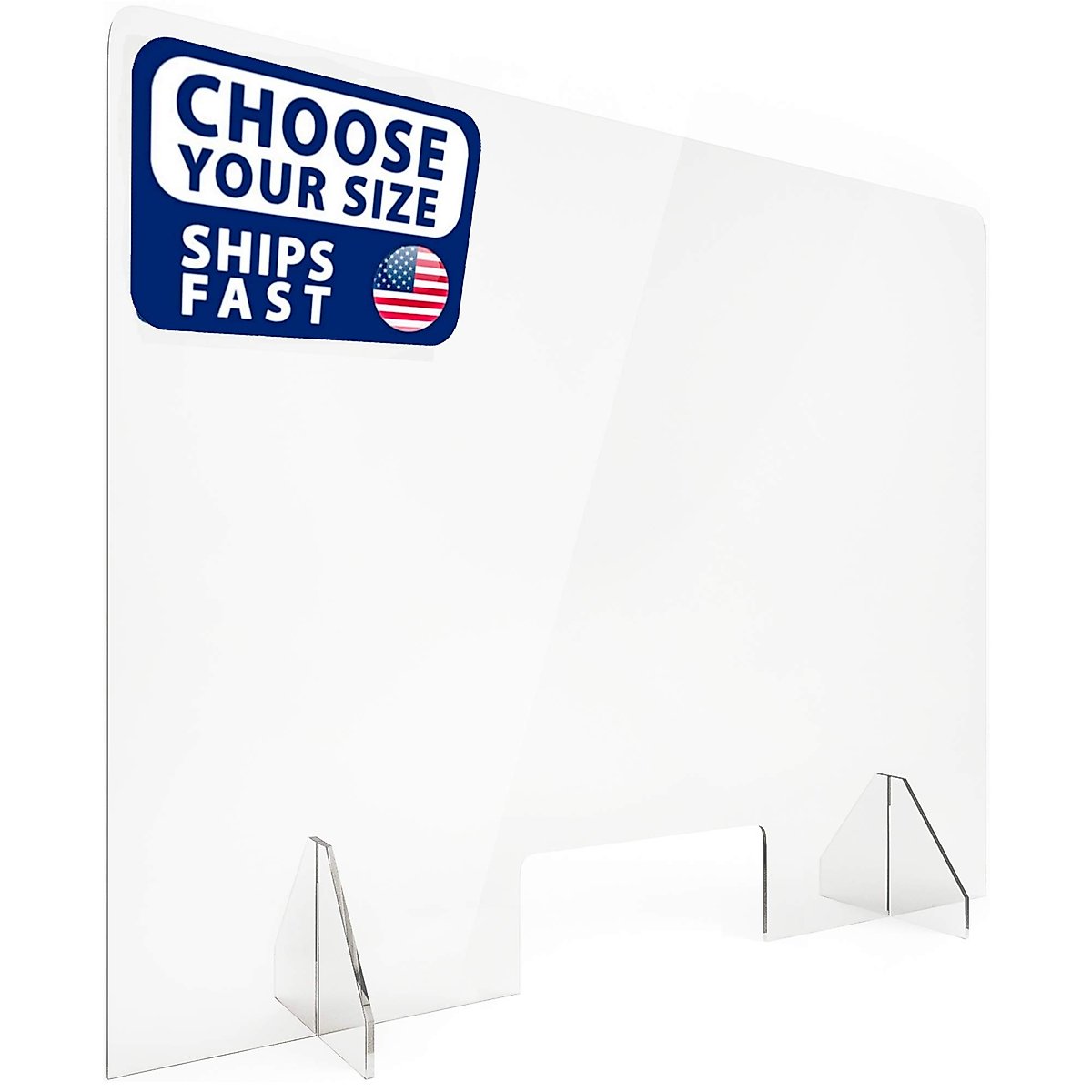 SignHero Sneeze Guard | Large, Sturdy ¼” Acrylic Plexiglass Shield | USA-Made, Fast Shipping, 30 Second Setup | Plexiglass Barrier for Counter, Reception, School, Office (Multiple Sizes)
