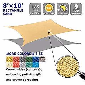 Shade&Beyond 8' x 10' Sun Shade Sail Canopy Rectangle Sand, UV Block Sunshade for Backyard Yard Deck Outdoor Facility and Activities