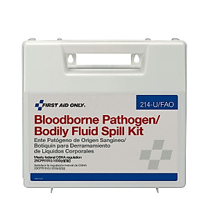 First Aid Only 214-U/FAO Body Fluid Clean Up Kit, 23-Piece Blood Pathogen Clean Up Kit in Plastic Case