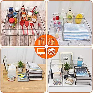 ChengFu Deep Drawer Organizer, Deep Drawer Dividers, 4pcs Acrylic Junk Drawer Organizer Set, Multi-use Junk Drawer Organizer for Office Desk, Kitchen, Bedroom, Makeup, Jewelry, Bathroom