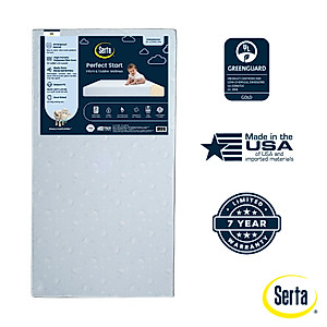Serta Perfect Start Dual Sided Baby Crib Mattress & Toddler Mattress - Waterproof - Hypoallergenic - Premium Sustainably Sourced Fiber Core  GREENGUARD Gold Certified – 7 Year Warranty - Made in USA