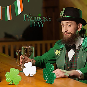 3 Pieces St Patricks Day Table Wooden Signs Shamrocks Wooden Sign Irish Themed Freestanding Table Decorations for Desk Office Home Party Decoration Tray Decor (Lovely Style)