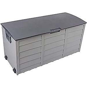 75 Gallon Resin Outdoor Storage Deck Box Waterproof Patio Storage Box Organization with Wheels for Patio Furniture,Outdoor Cushions,Garden and Pool Supplies, Lockable (Grey)