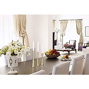 Vixdonos Brass Gold Taper Candlestick Holders Metal Candle Holders Set of 3 Table Decorative Candle Stand for Wedding, Dinning, Party,Home Decor (Gold)