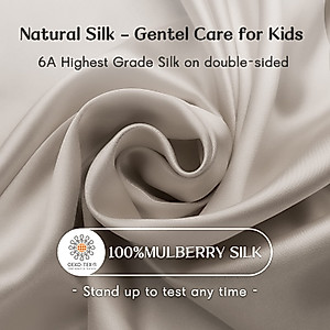 iCooBreeze 100% Pure Silk Toddler Pillowcases,Mulberry Silk Double Sided Pillow Case with Hidden Zipper,Organic Pillow Covers for Baby Kid Toddler Boys Girls,Toddler (13"X18") 1 Pack, Taupe