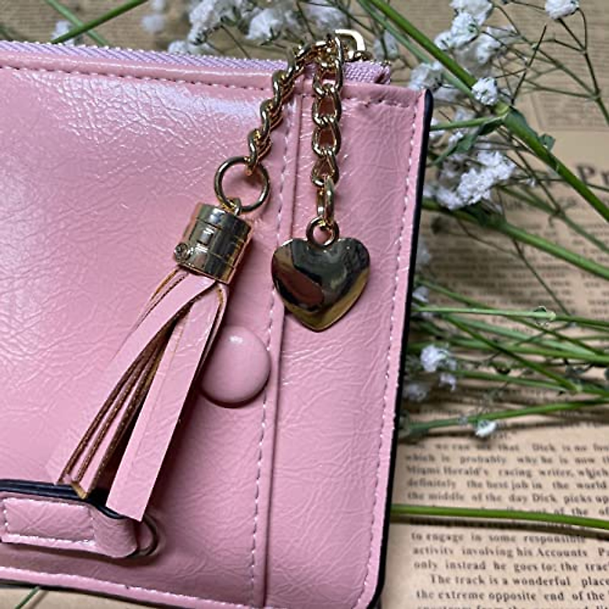 FuSi Women Bright Sweet Pu Purse Ultra-Thin Long Wallet Handbag (Pink), FSUS0074