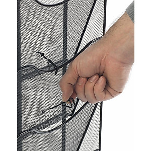 Displays2go Wall Mount Literature Rack, File Folder Organizer, 10 Dividable Pockets (Black Steel Mesh)