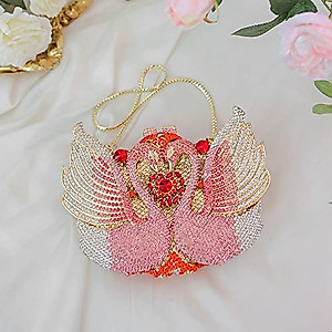 DEBIMY Dazzling Evening Bag Luxury Rhinestone Swan Clutch Wedding Evening Party Prom Cocktail Party Handbag Purse for Ladies Silver
