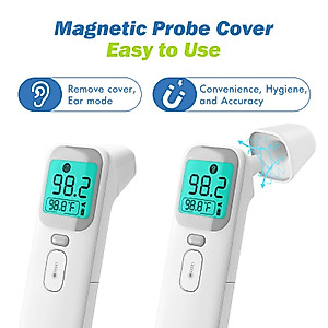 Elera Ear Thermometer for Kids, Baby Thermometer with Forehead and Ear Mode for Adults, Infant, Kids and Toddler, Touchless and 1 Second Reading with Fever Alarm and Mute Function, LCD