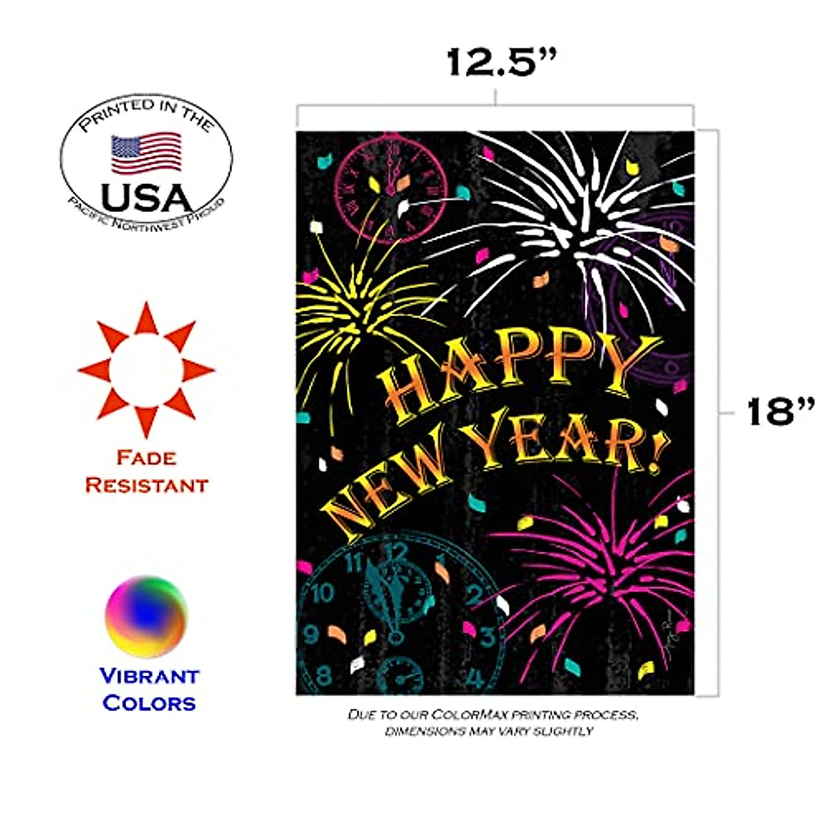 Toland Home Garden 1110536 New Year Celebration New Year Flag 12x18 Inch Double Sided New Year Garden Flag for Outdoor House party Flag Yard Decoration