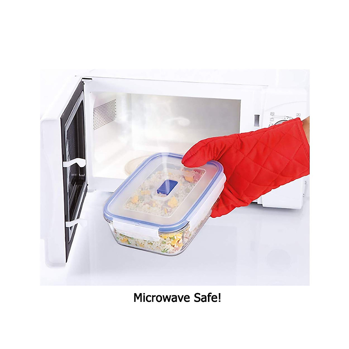 Luminarc Pure Box Active Glass Food Storage Container with Sliding Vent Lid (Square 1.6 Cups / 380ML)