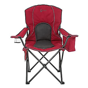 ARROWHEAD OUTDOOR Portable Folding Camping Quad Chair w/ 4-Can Cooler, Cup-Holder, Heavy-Duty Carrying Bag, Padded Armrests, Supports up to 330lbs, USA-Based Support