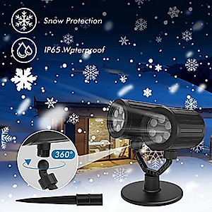Christmas Projector Lights Outdoor, Double Head Upgrade Rotating Snowflake LED Lighting Projector Waterproof Indoor Outdoor Snowflake Party Patio Garden Landscape Lights Party Christmas Decorations